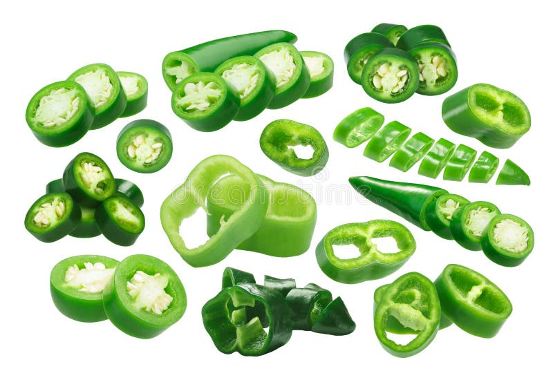 Green Sliced Chile Peppers, Paths Stock Image - Image of paprika ...