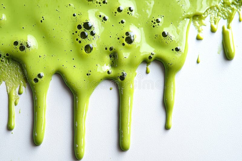 Green Slime Dripping on White Background: Viscous Goo with Isolated ...