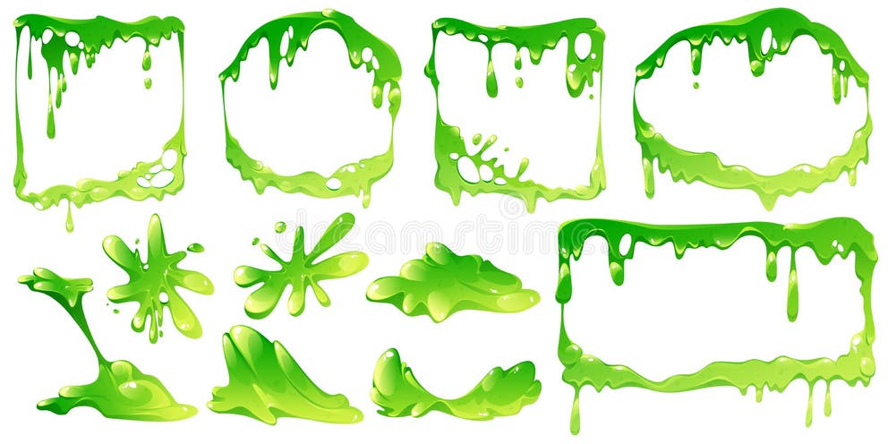 Green Slime Frames or Elements Isolated Vector Set Stock Illustration ...
