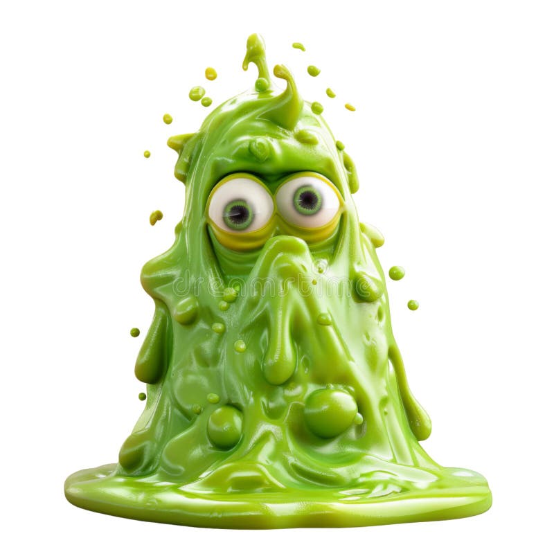 Green Slime Monster with Large Eyes Stock Photo - Illustration of ...