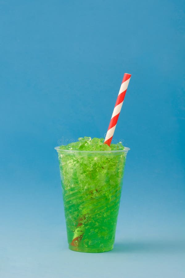 Green Slushie Drink in Plastic Cup with Straw Stock Image - Image of ...