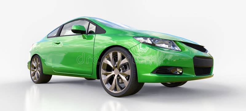 Green Small Sports Car Coupe. 3d Rendering. Stock Illustration ...