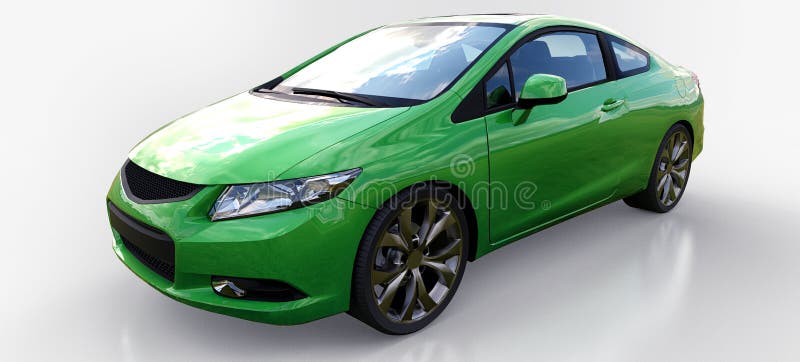 Green Small Sports Car Coupe. 3d Rendering. Stock Illustration ...
