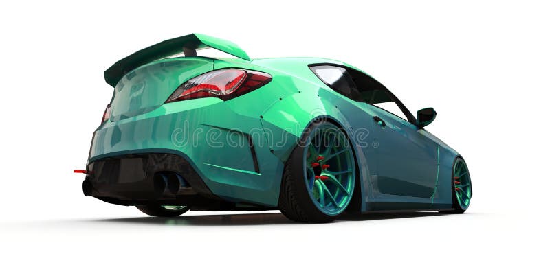 Green Small Sports Car Coupe. 3d Rendering Stock Illustration ...