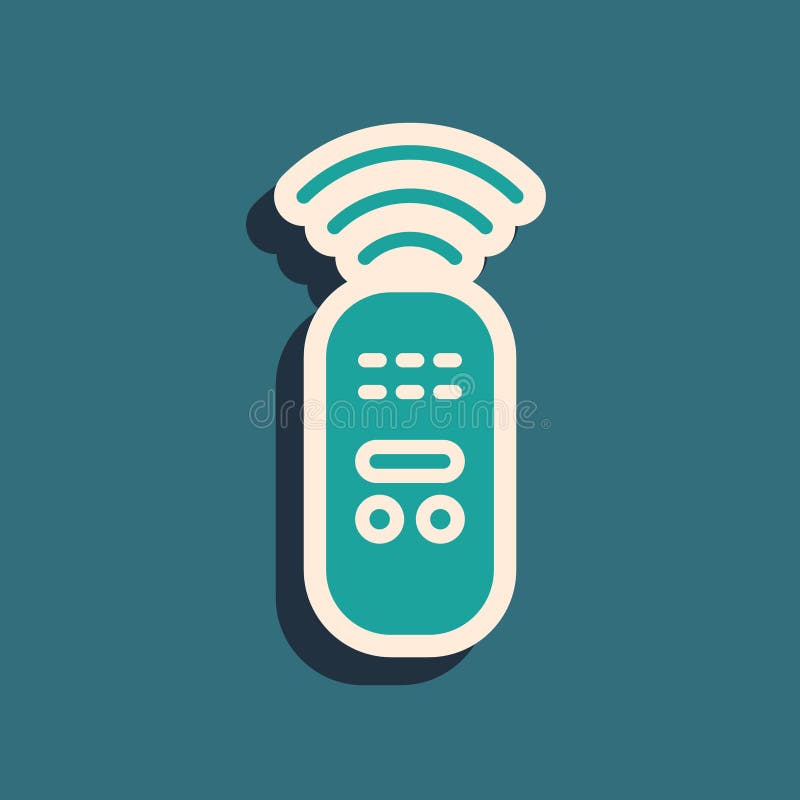 Green Smart Remote Control System Icon Isolated on Green Background ...