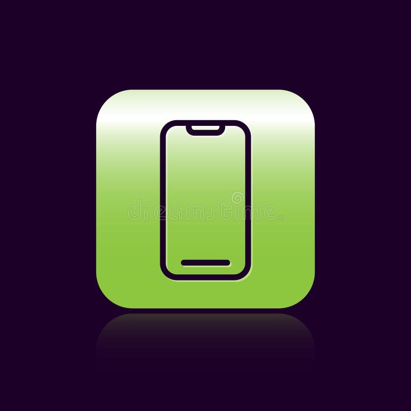Green Smartphone, Mobile Phone Icon Isolated on Yellow Background ...