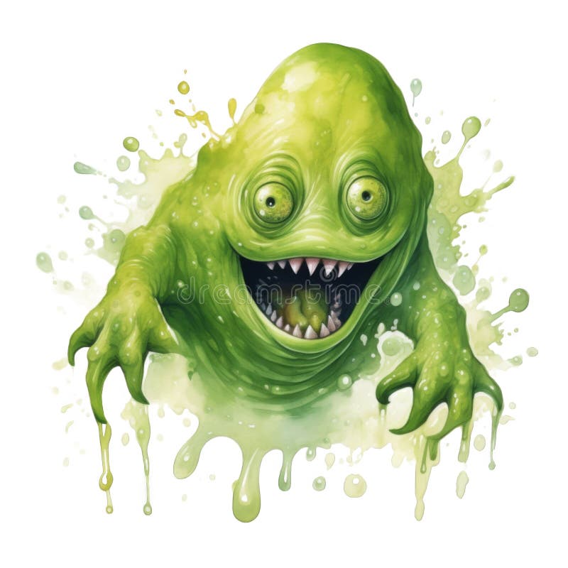 A Green, Smiling Monster with Large Eyes and Sharp Teeth Emerges from a ...