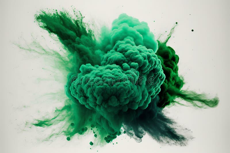 Green Smoke Bomb Exploding Against White Background Stock Illustration ...