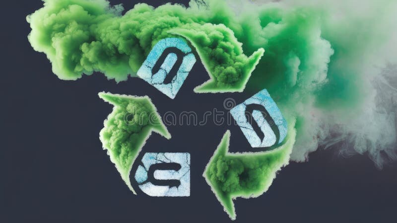 Green Smoke Forms a Recycling Symbol, Highlighting Eco-friendly Themes ...