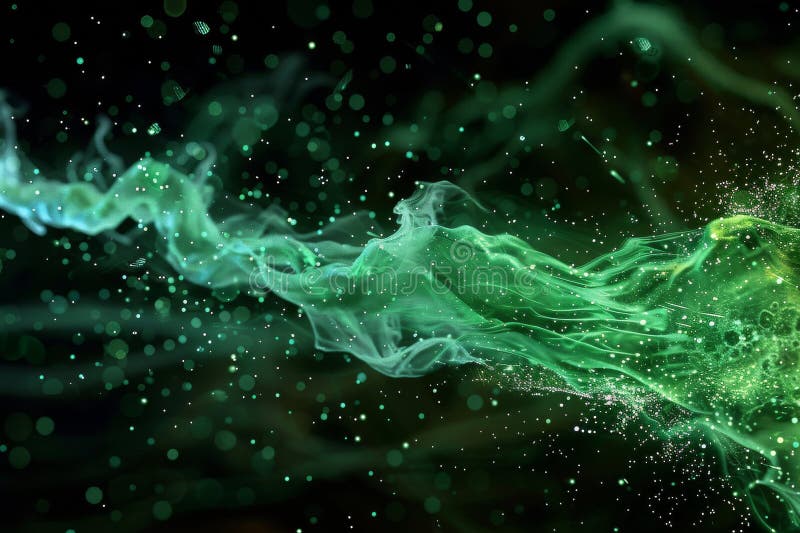 A Green Smokey Line with a Lot of Sparkles. Background Wallpaper Stock ...