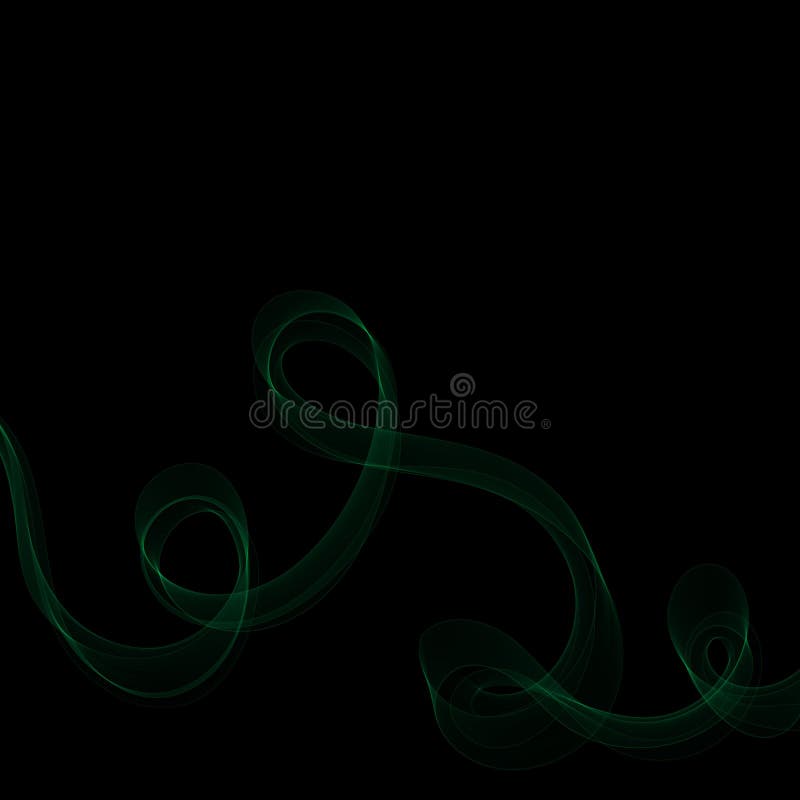 Green Smoky Abstract Wave on a Black Background. Vector Design Element ...