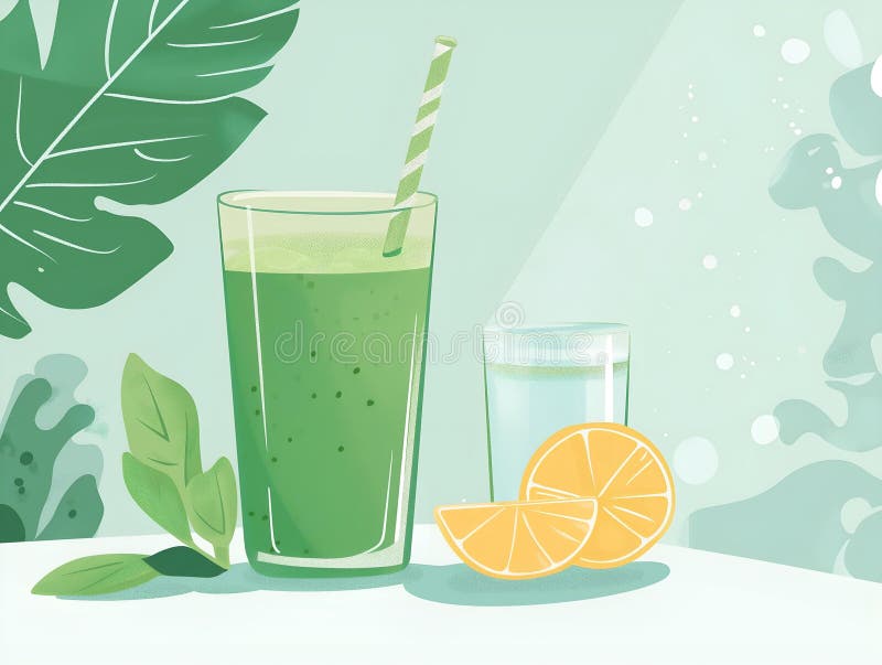 Green Smoothie, Glass, Simple Drawing, Healthy, Refreshing Stock ...