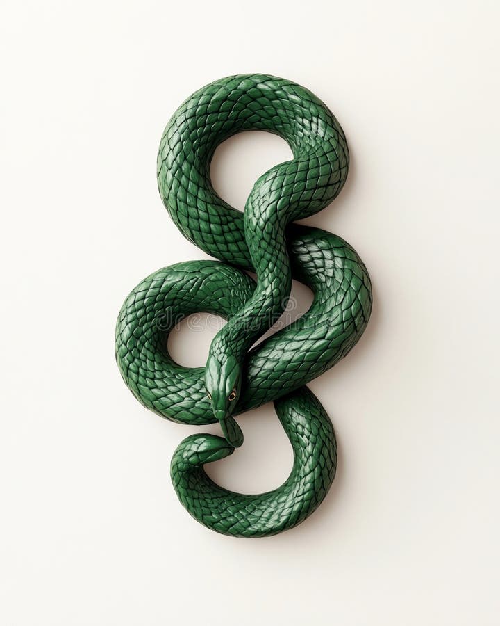 A Green Snake is Curled Up on a White Background Stock Illustration ...