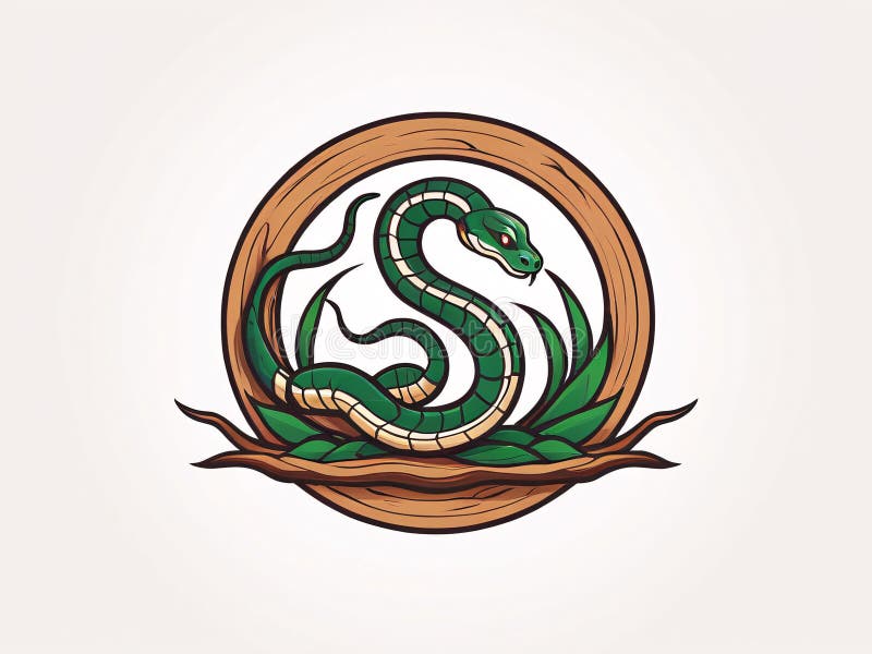 A Green Snake and Brown Wood Design Logo Stock Illustration ...