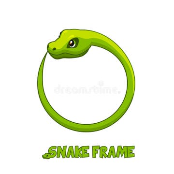 Green Snake Frame. Cartoon Green Snake Curled in a Ring Stock Vector ...