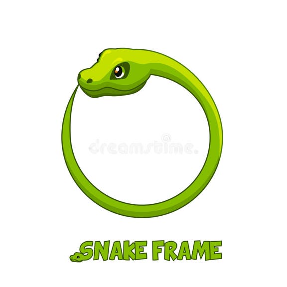 Green Snake Frame. Cartoon Green Snake Curled in a Ring Stock Vector ...
