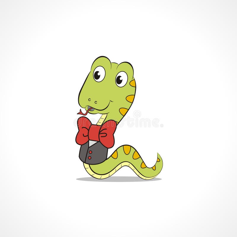 Green Snake with Grey Suit and Red Bow Tie Cartoon Stock Vector ...