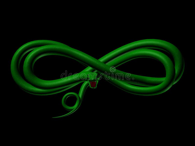 Green Snake Isolated on Black Background 3d Render Stock Illustration ...