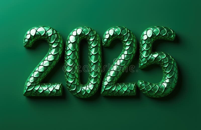 Green Snake Scale Texture on 2025 Numbers. AI Generation Stock Image ...