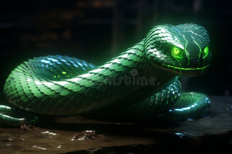 Green Snake with Scary Eyes Stock Illustration - Illustration of ...
