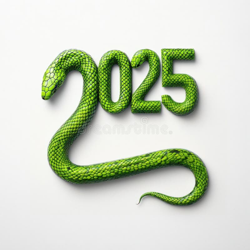 Green Snake Shaped As 2025 on White Background Stock Illustration ...