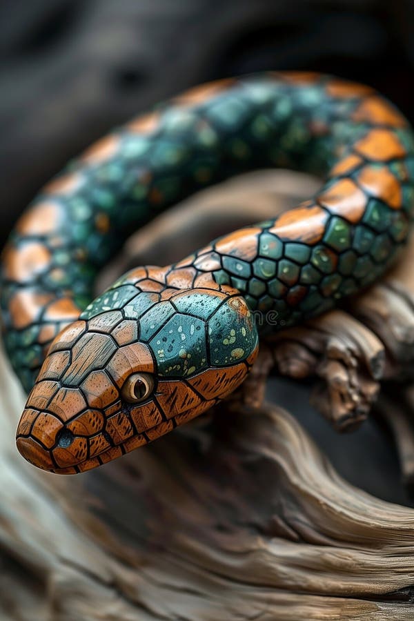 A Green Snake Slithers on a Tree Branch in Close-up View Stock Photo ...
