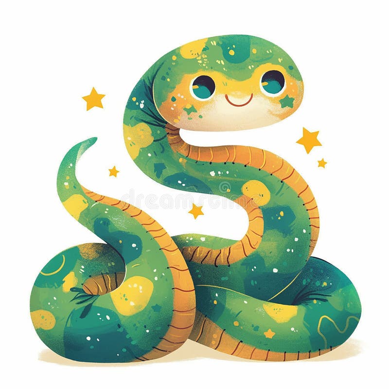 2025 Green Snake with Stars on it is Sitting on a White Background. the ...