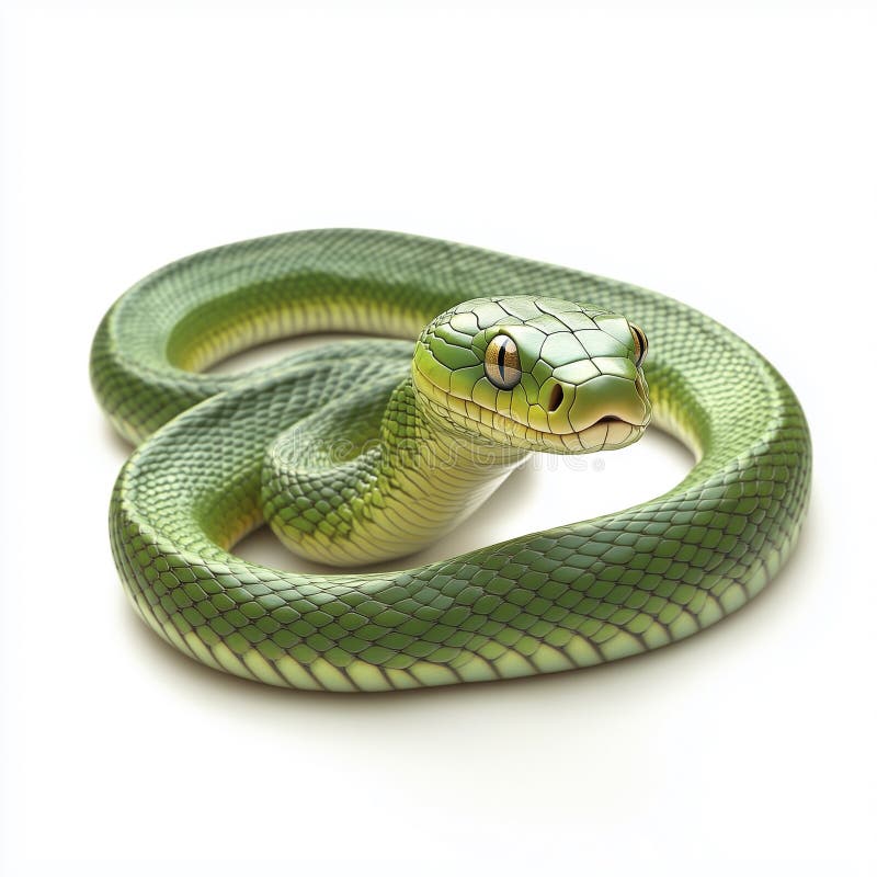A Green Snake on a White Background. Symbol of the New Year 2025 Stock ...
