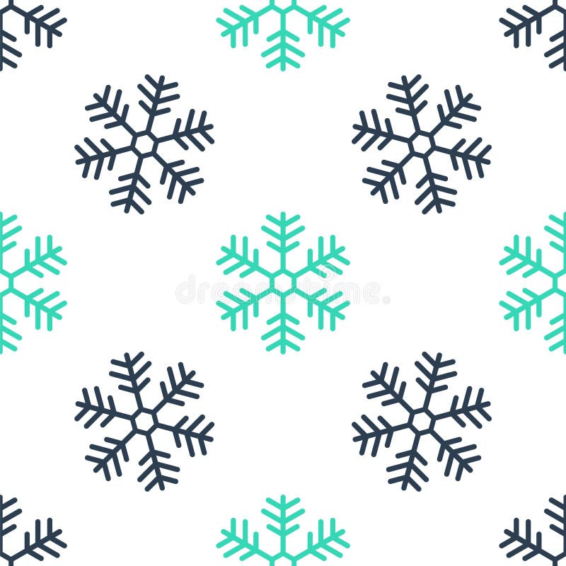 Green Snowflake Icon Isolated Seamless Pattern on White Background ...