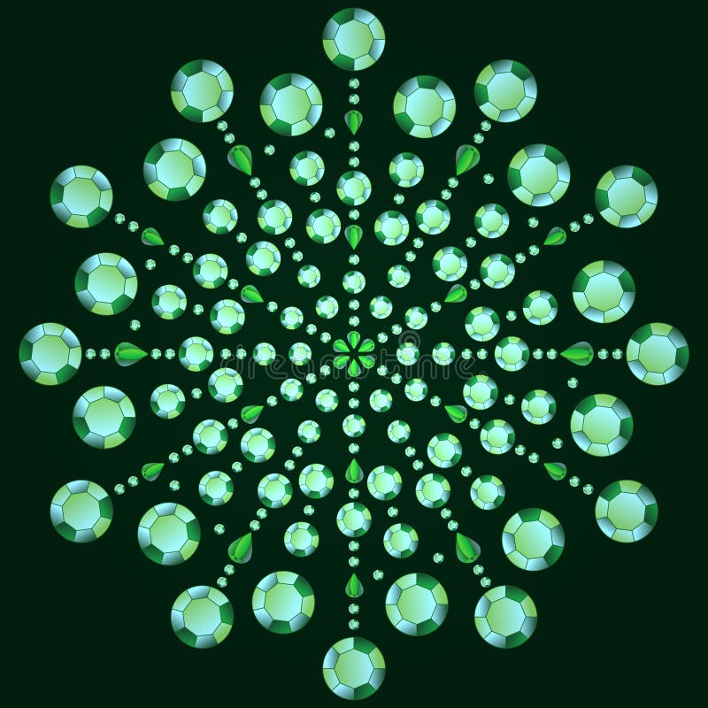 Green Snowflake Made of Precious Stones Stock Illustration ...