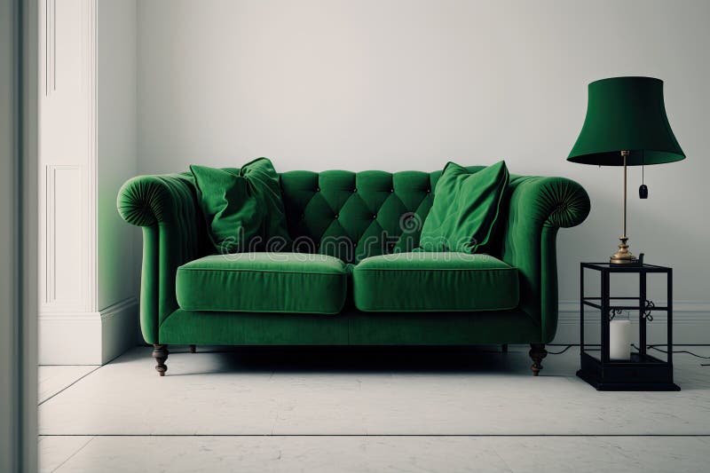 Green Sofa in Modern Interior Design. Illustration Generative AI Stock ...