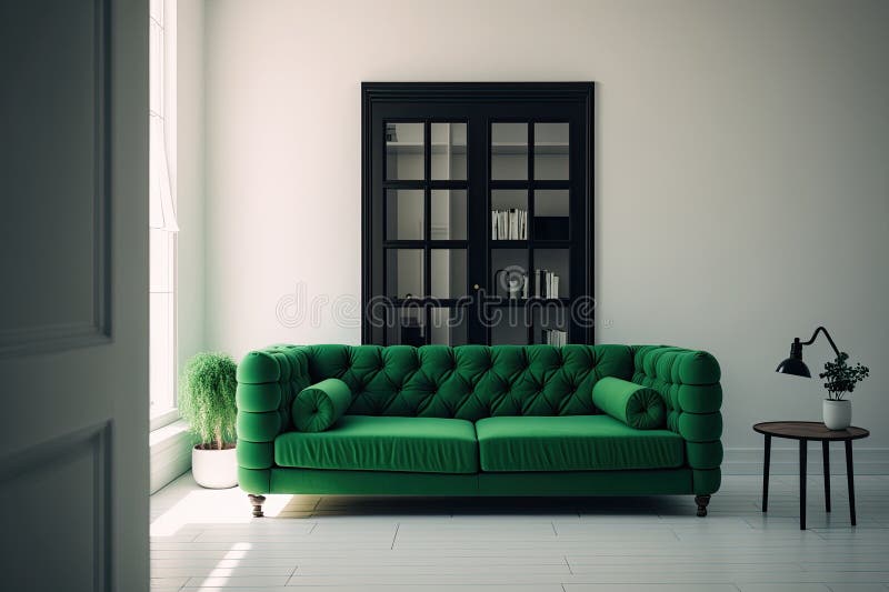 Green Sofa in Modern Interior Design. Illustration Generative AI Stock ...