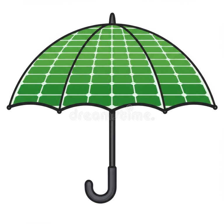 Green Solar Panel Umbrella Graphic Stock Illustration - Illustration of ...