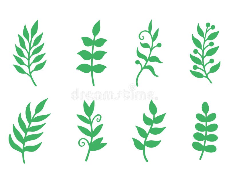 Green Solid Field Leaves. Botanical Elements Stock Vector ...