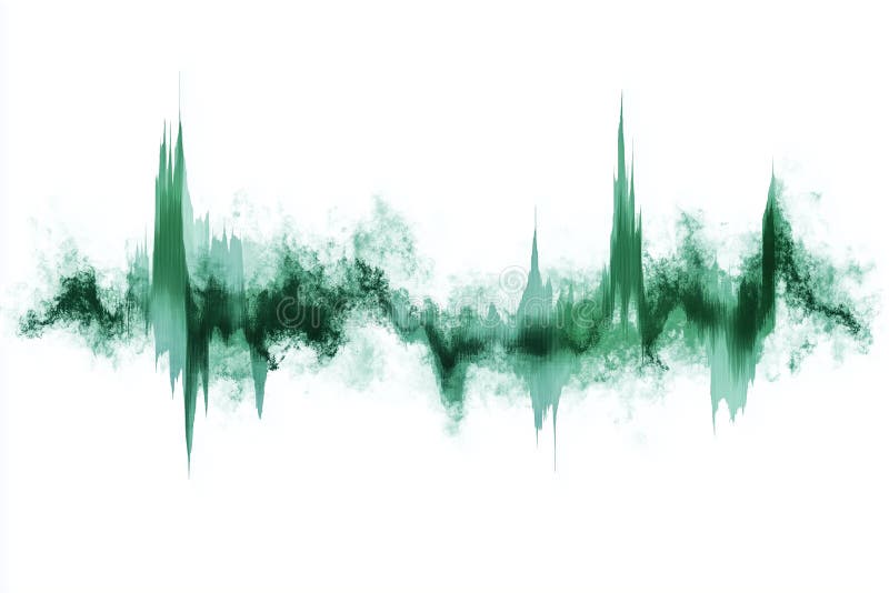 Green Sound Waveform Digital Display on White Background, Showcasing ...