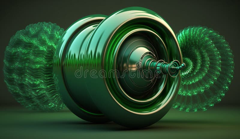 Green Sound Waves Emanating from Speaker on Dark Background, Abstract ...