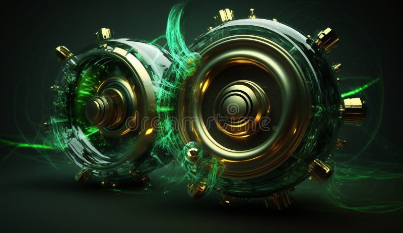 Green Sound Waves Emanating from Speaker on Dark Background, Abstract ...