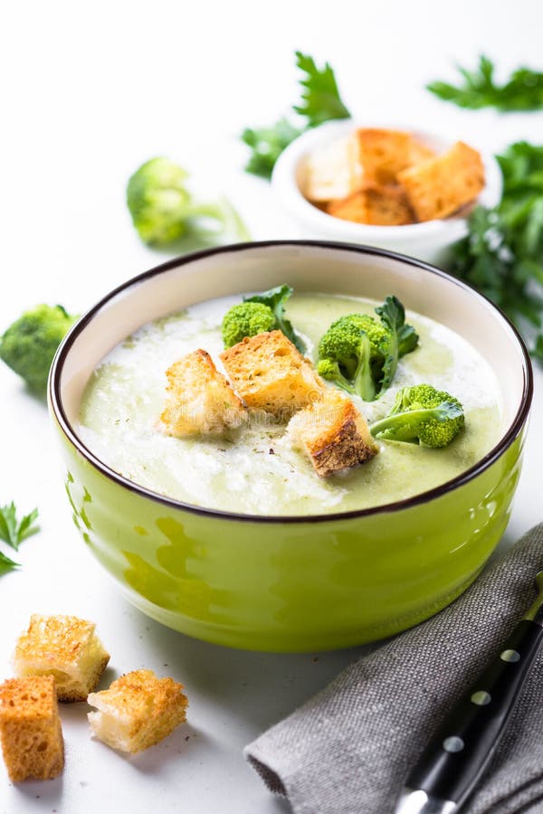 Green Soup Puree with Broccoli. Stock Image - Image of white ...