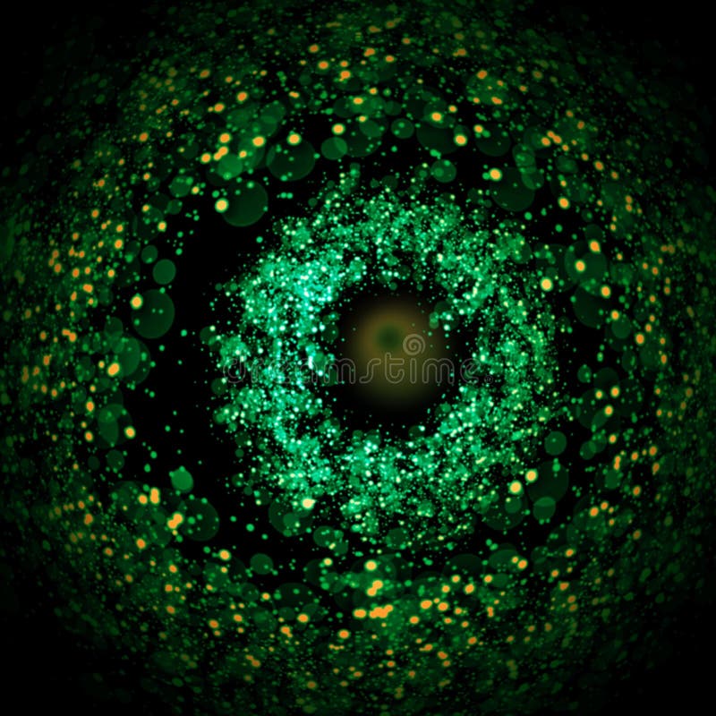 Green Space Stars Circles Yellow Green Black Abstract Stock ...