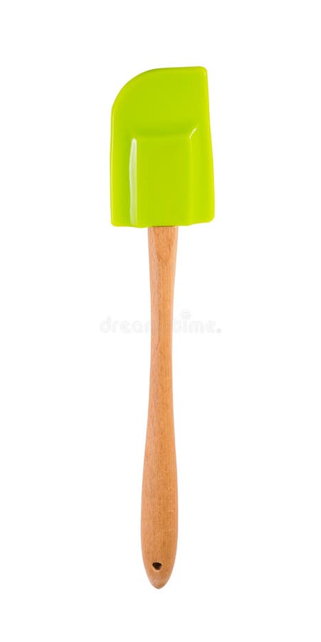 Green Spatula with Wooden Handle Stock Image - Image of white, green ...