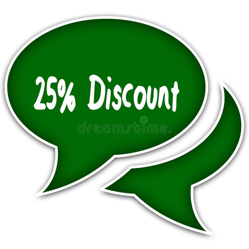 Green Speech Balloons with 25 PERCENT DISCOUNT Text Message. Stock ...
