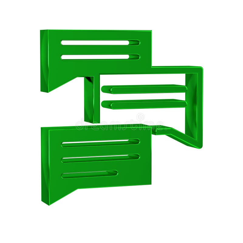 Green Speech Bubble Chat Icon Isolated on Transparent Background ...