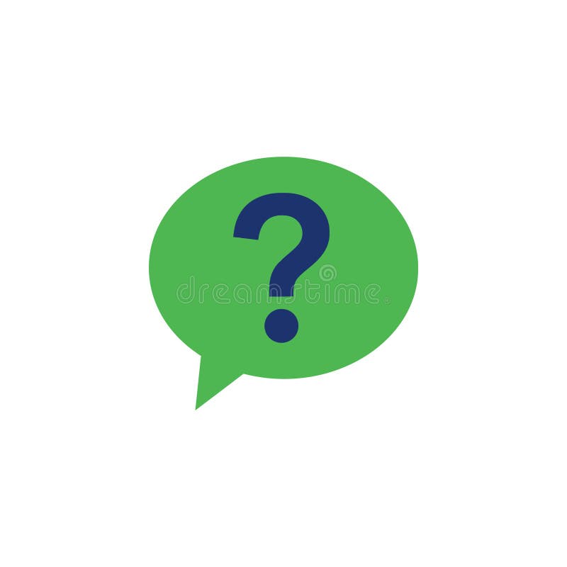 Green Speech Bubble with Dark Blue Question Mark Flat Design Symbol ...