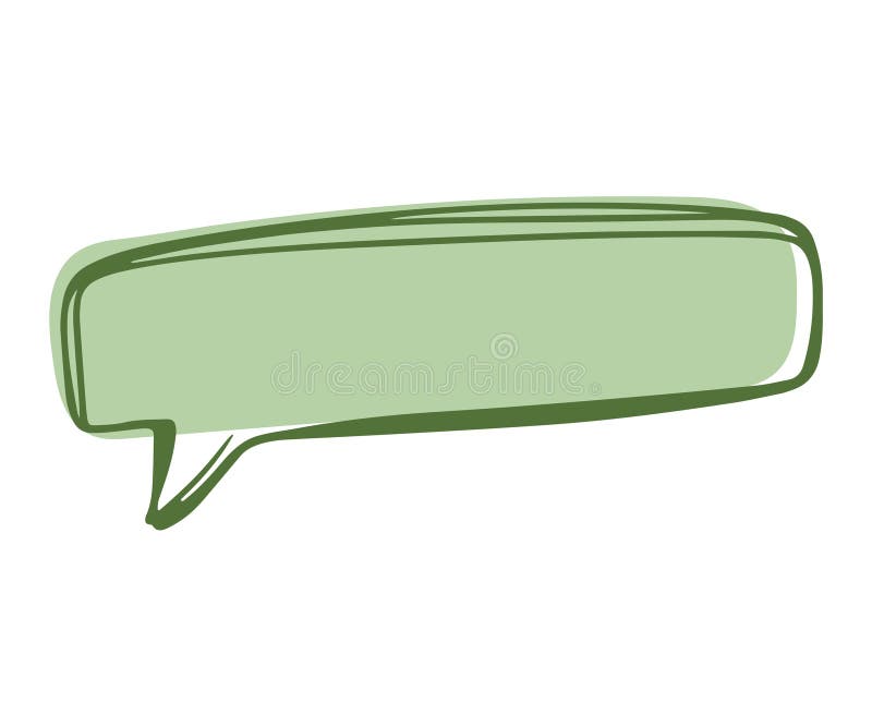 Green Speech Bubble for Text Box in Cute Cartoon Doodle Vector ...
