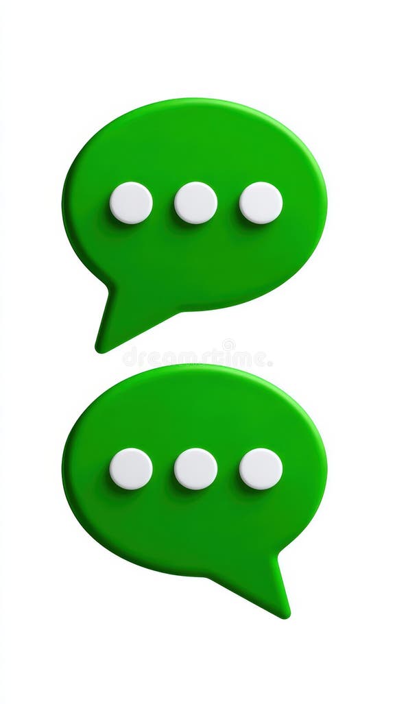 Green Speech Bubbles with Dots Representing Conversation or Messaging ...