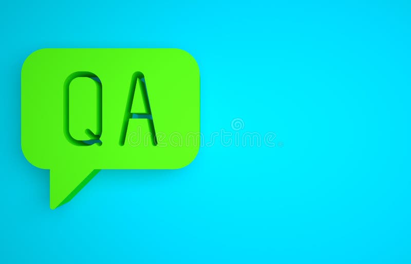 Green Speech Bubbles with Question and Answer Icon Isolated on Blue ...