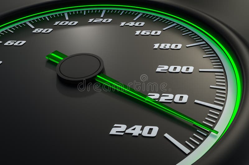 Green Speedometer in Car on Dashboard Stock Illustration - Illustration ...