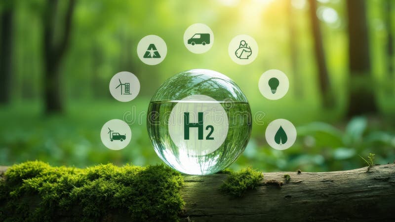 Green Sphere with the Letters H2 on it is Surrounded by Various Symbols ...