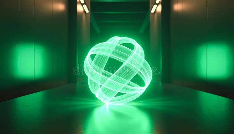 Green Sphere Lit Up Dark Room Stock Photos - Free & Royalty-Free Stock ...