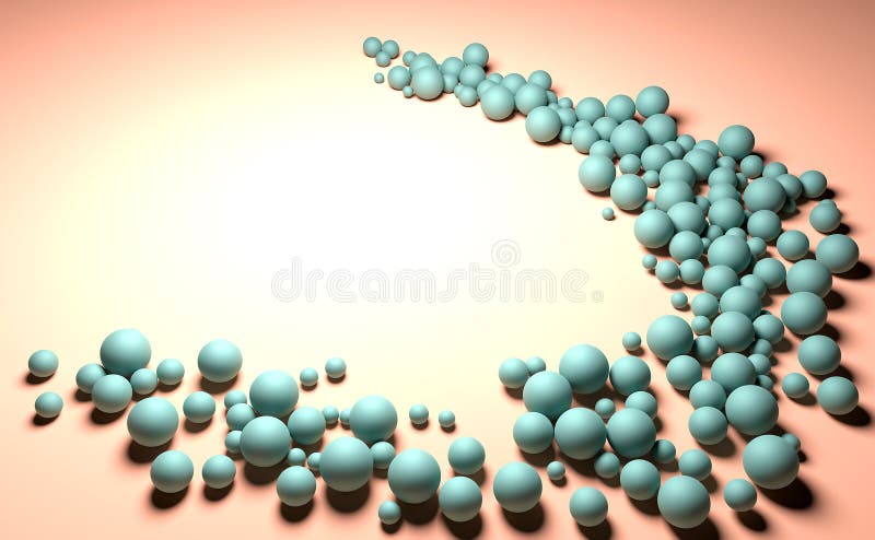Green Spheres Arranged in Crescent Shape on Pink Surface Stock ...